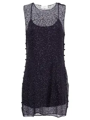 Coperni Embellished Sheer Silk Minidress - Blue