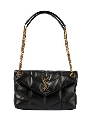 Saint Laurent Puffer Small Leather Shoulder Bag - Black