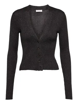 Brunello Cucinelli Cashmere And Silk-blend Cardigan - Black