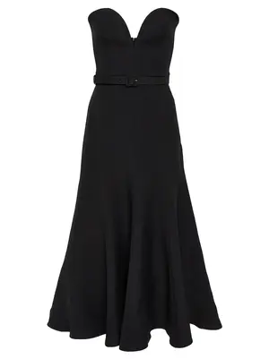 Roland Mouret Strapless Wool And Silk Midi Dress - Black