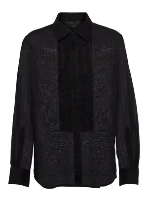 NILI LOTAN Nathael Ruffled Cotton Shirt - Black
