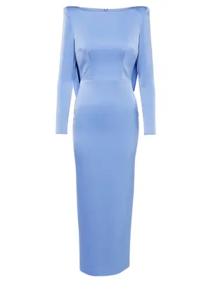 Alex Perry Draped Crepe Satin Midi Dress - Blue