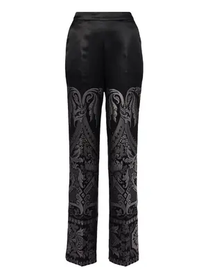 Etro Printed Silk-blend Wide-leg Pants - Grey