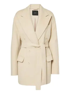 JOSEPH Double-breasted Belted Blazer - Beige