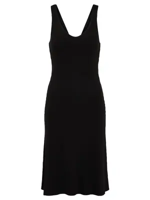 Vince Ribbed Scoop-neck Midi Dress - Black