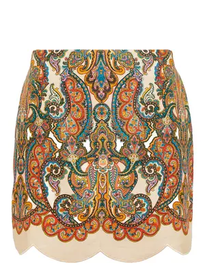 Zimmermann Ottie Paisley Linen Miniskirt - Multicoloured
