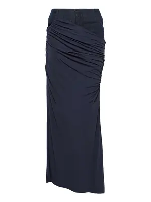 Christopher Esber Ruched Denim Maxi Skirt - Blue