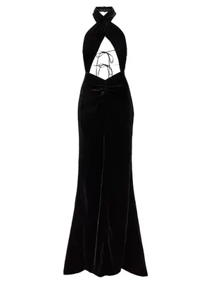 Alessandra Rich Cutout Velvet Gown - Black