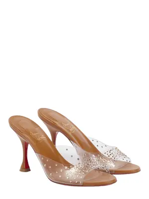 CHRISTIAN LOUBOUTIN Embellished Pvc Mules - Brown
