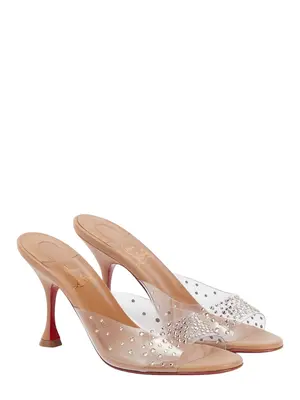 CHRISTIAN LOUBOUTIN Embellished Pvc Mules - Brown