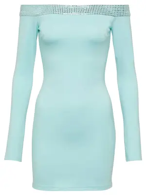 David Koma Crystal-embellished Mini Dress - Blue