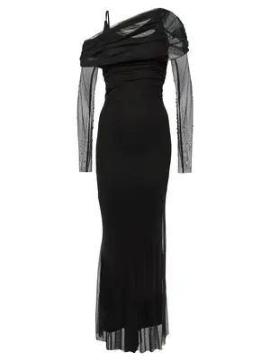 Christopher Esber Veiled Off-shoulder Gown - Black