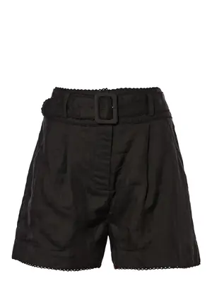 Veronica Beard Hobbes High-rise Ramie Shorts - Black