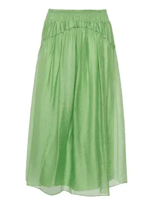 Vince Gathered Midi Skirt - Green