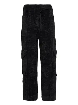 GANNI High-rise Wide-leg Chenille Pants - Black