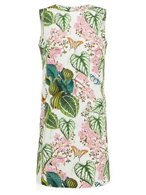 Oscar De La Renta Floral Cotton-blend Minidress - Multicoloured