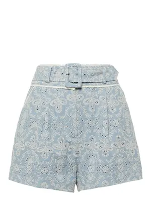 Veronica Beard Hobbes High-rise Cotton Shorts - Blue