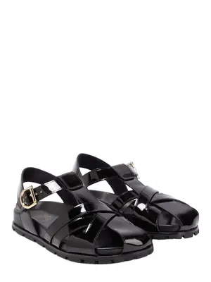 Dries Van Noten Patent Leather Sandals - Black