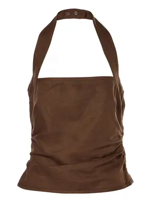 SIR. Jerry Halter Bodice Linen Top - Brown
