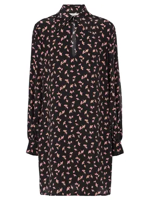 Chloé Floral Silk Chiffon Mini Dress - Brown