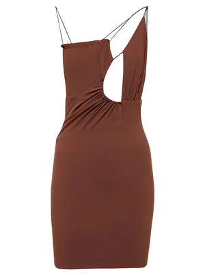 NENSI DOJAKA Cutout Ruched Minidress - Brown