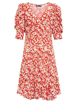 Polo Ralph Lauren Floral Crepe Midi Dress - Red