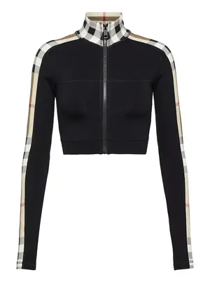 Burberry Check Technical Jersey Track Jacket - Black