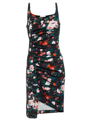Rabanne Floral Ruched Jersey Minidress - Multicoloured