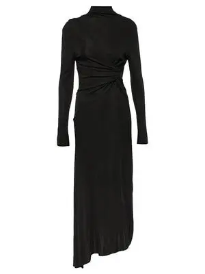 Victoria Beckham Gathered Draped Midi Dress - Black