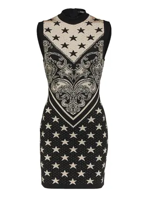 Balmain Intarsia Knitted Minidress - Multicoloured