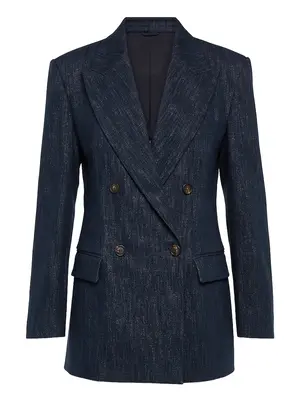 Brunello Cucinelli Metallic Cotton-blend Blazer - Silver