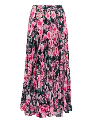CHRISTOPHER KANE Floral Pleated Midi Skirt - Multicoloured