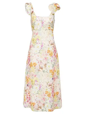 Zimmermann Harmony Floral Linen Midi Dress - Multicoloured