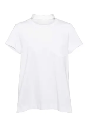 Sacai Pleated Cotton Jersey T-shirt - White