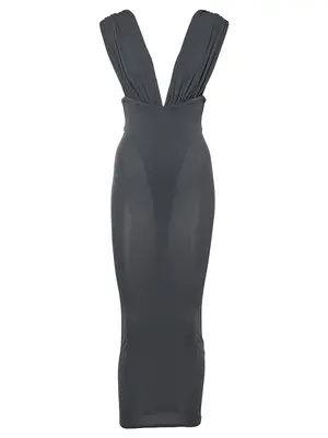 Alex Perry Ruched Crepe Jersey Midi Dress - Grey
