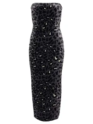Alex Perry Leopard-print Velvet Midi Dress - Multicoloured