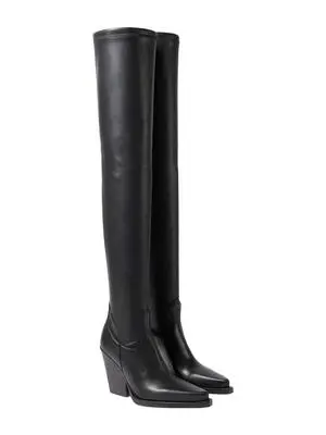 Paris Texas Over-the-knee Pointed Toe Boots - Black