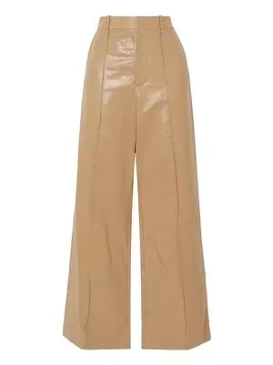 Marni Pintucked Wide-leg Leather Pants - Sand