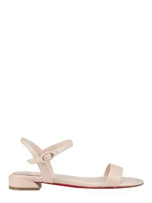 CHRISTIAN LOUBOUTIN Sweet Jane Nappa Leather Flat Sandals - Leche