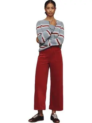 Maeve Maeve Colette Corduroy Crop Wide-Leg Pants Raspberry Red