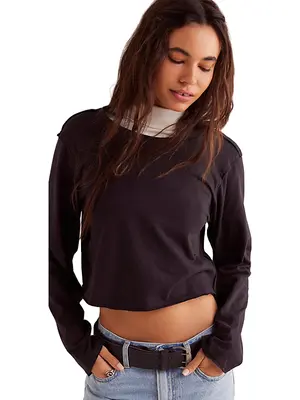 Free People The Perfect Long-sleeve Tee - Black