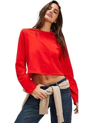 Free People The Perfect Long-Sleeve Tee Fiery Red