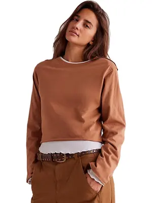 Free People The Perfect Long-sleeve Tee - Otter