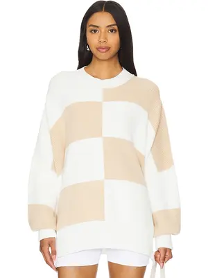 Free People Checker Easy Street Tunic - White Sand Combo