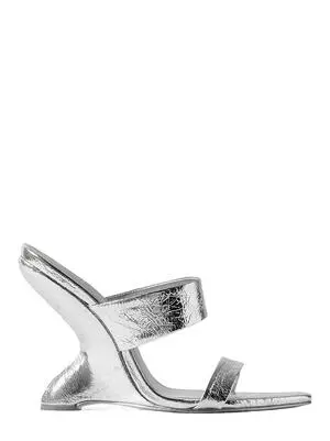 Cult Gaia Yara Metallic Cracked-leather Sandals - Silver