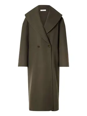 FFORME FFORME Carlson Double-Breasted Wool Coat Dark Green