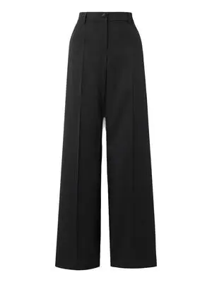 Dolce & Gabbana Wide-leg Wool-blend Trousers - Black