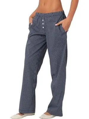 EDIKTED Ellery Check Pants - Navy