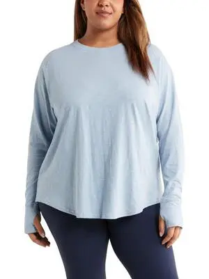 Zella Zella Relaxed Washed Cotton Top Blue Fog