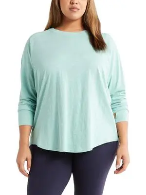 Zella Zella Relaxed Washed Cotton Top Teal Aquifer